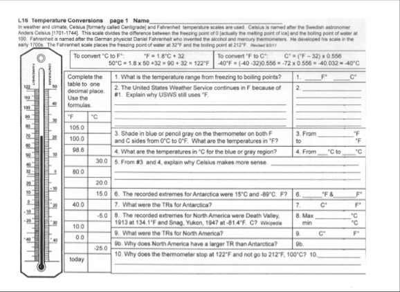 Solved L15 ﻿Temperature Conversions page 1 ﻿Name q,In | Chegg.com