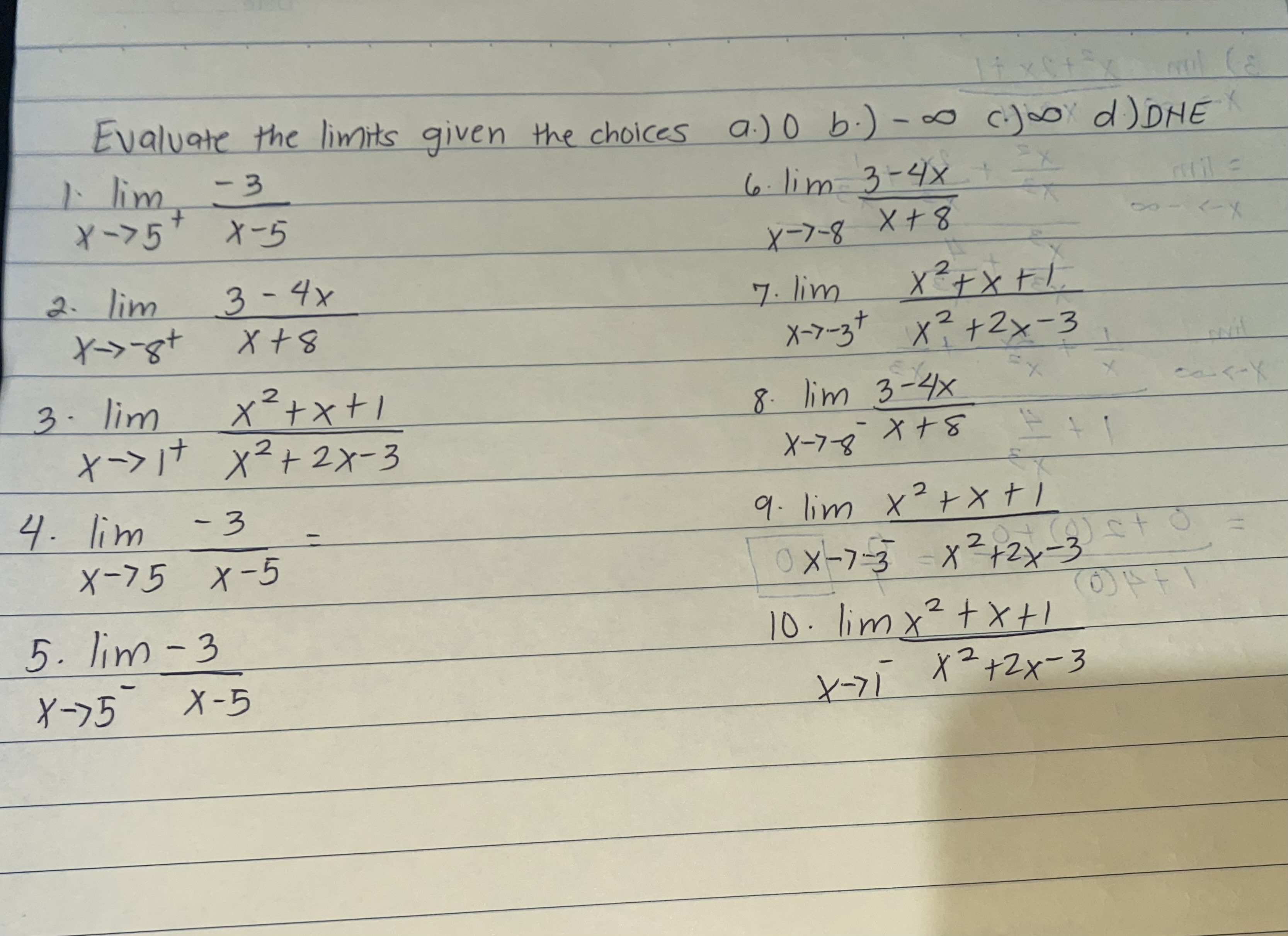 Solved Evaluate the limits given the | Chegg.com
