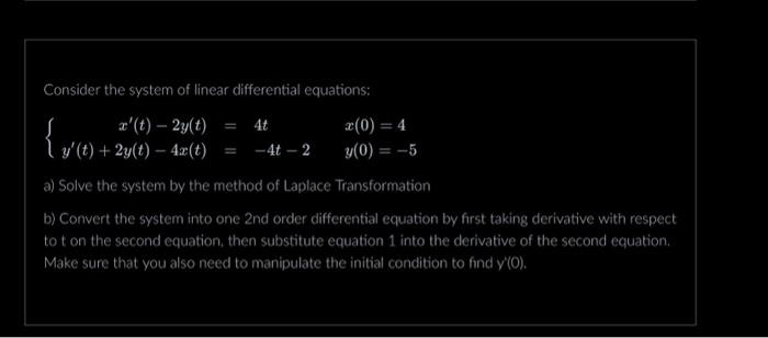 [solved] Consider The System Of Linear Differential Equati