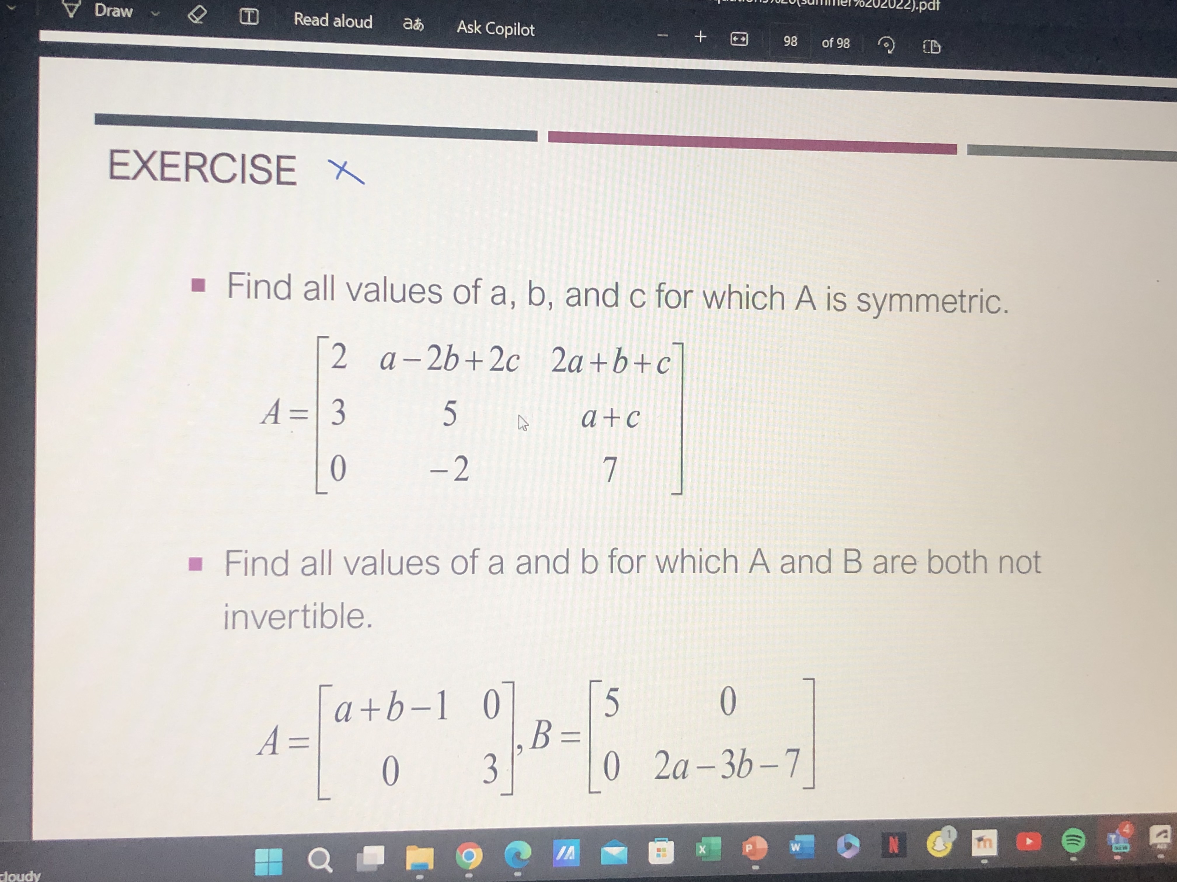 Solved without using determinantFind all values of a,b, ﻿and | Chegg.com