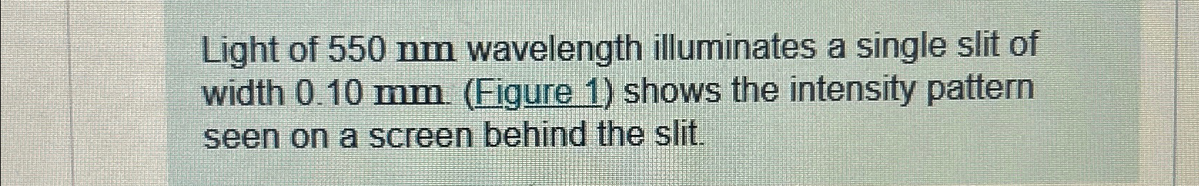 Solved Light of 550nm ﻿wavelength illuminates a single slit | Chegg.com