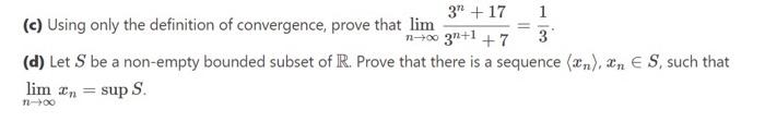 Solved (c) Using only the definition of convergence, prove | Chegg.com