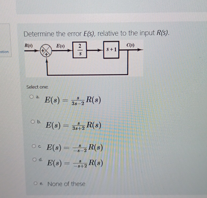 Solved Determine the error E(s), ﻿relative to the input | Chegg.com