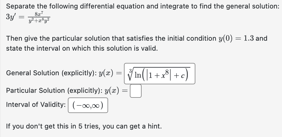 Solved Separate the following differential equation and | Chegg.com