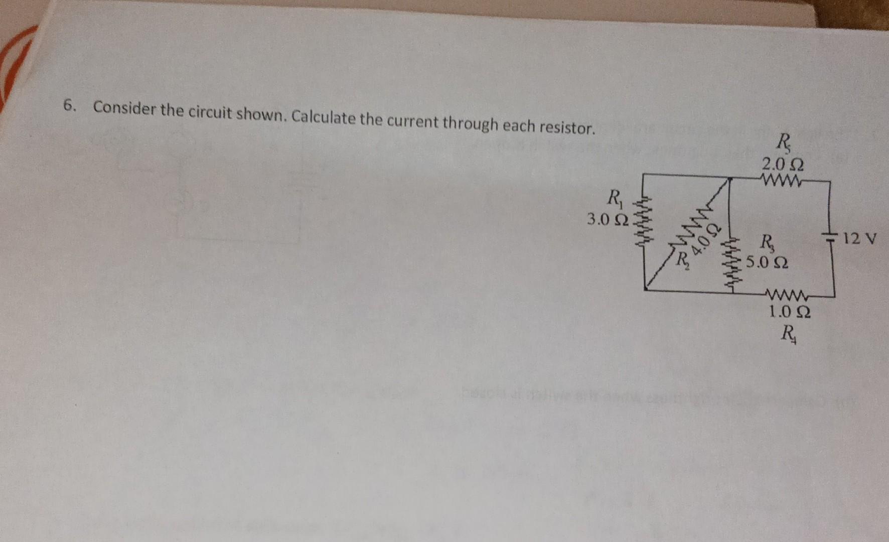 Solved 6. Consider the circuit shown. Calculate the current | Chegg.com