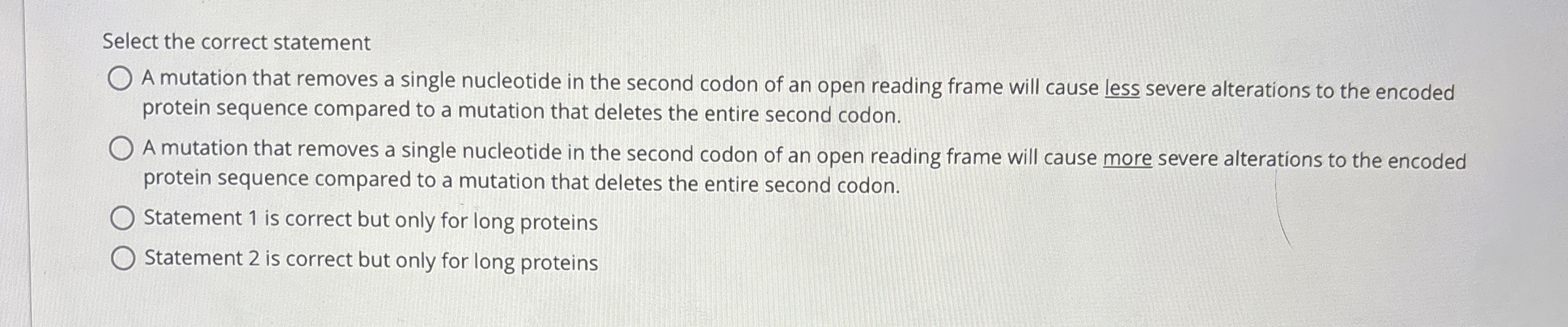 Solved Select the correct statementA mutation that removes a | Chegg.com