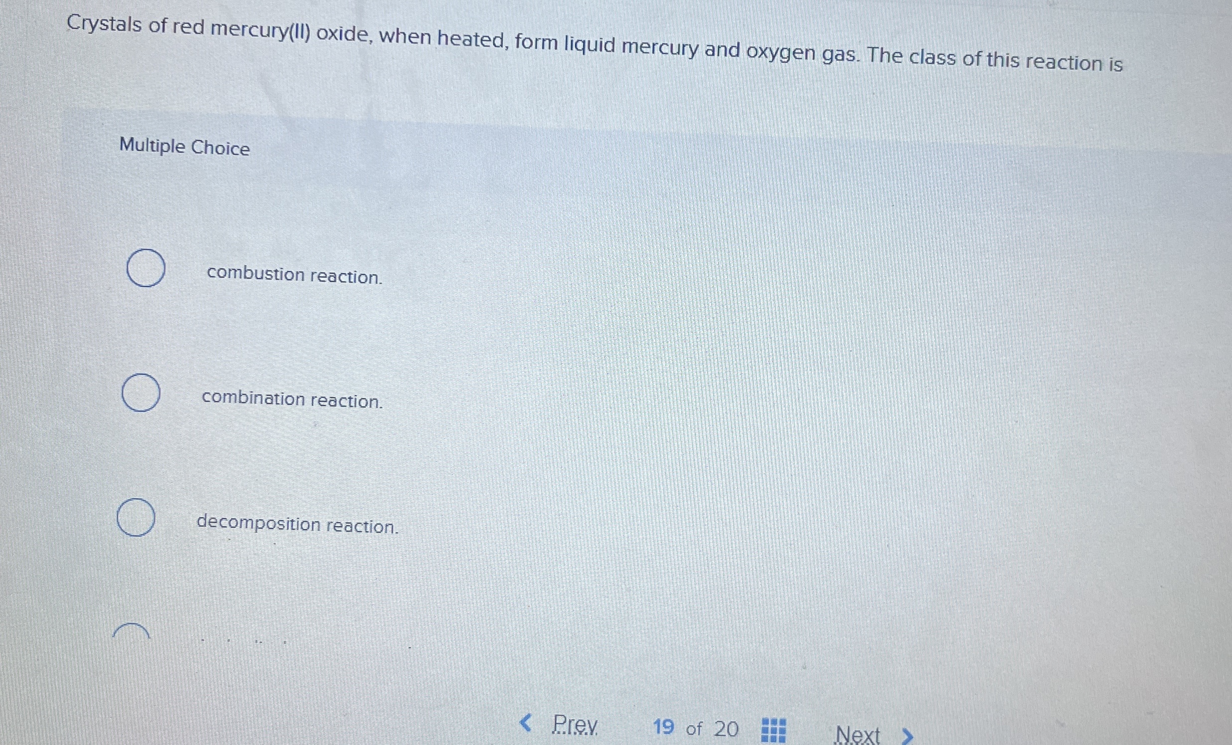 Solved Crystals of red mercury(II) ﻿oxide, when heated, form | Chegg.com