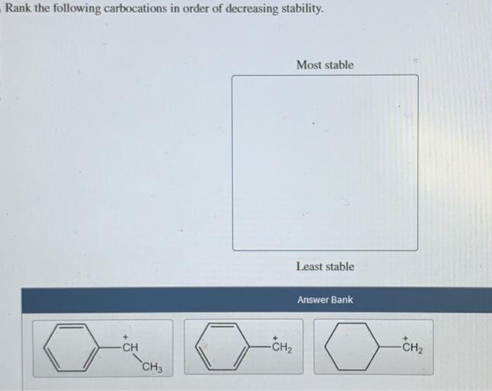 Solved Rank the following carbocations in order of | Chegg.com