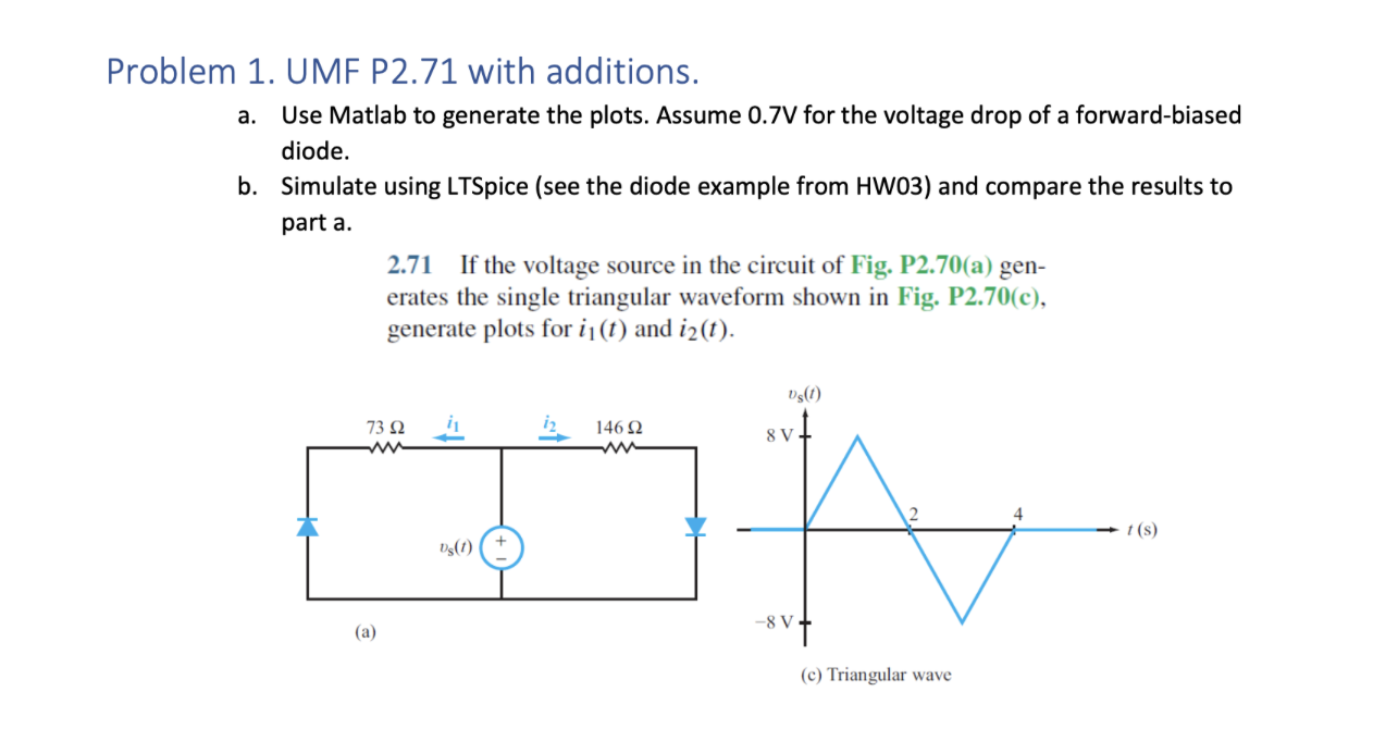 Solved Problem 1. ﻿UMF P2.71 ﻿with additions.a. ﻿Use Matlab | Chegg.com