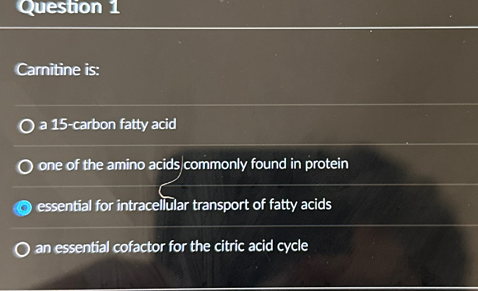 Solved Carnitine is:a 15 -carbon fatty acidone of the amino | Chegg.com