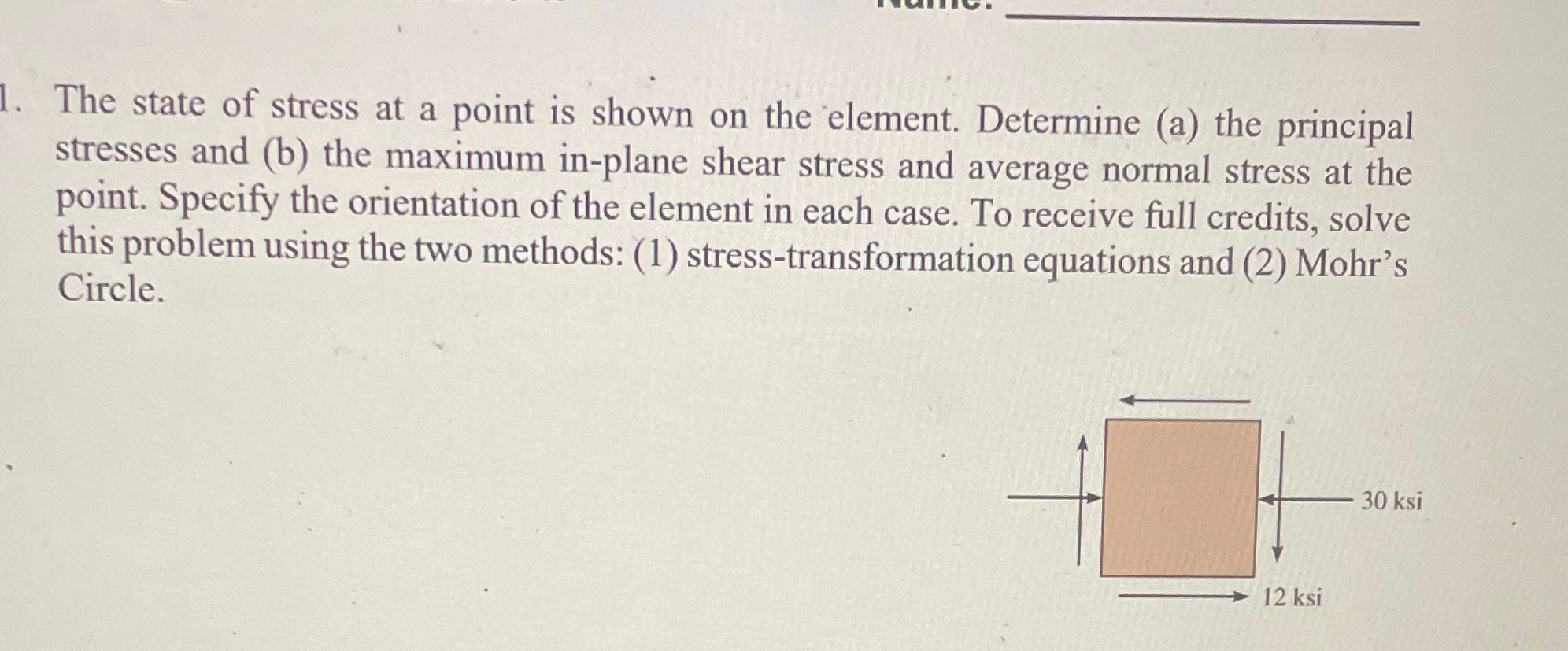 Solved The state of stress at a point is shown on the | Chegg.com