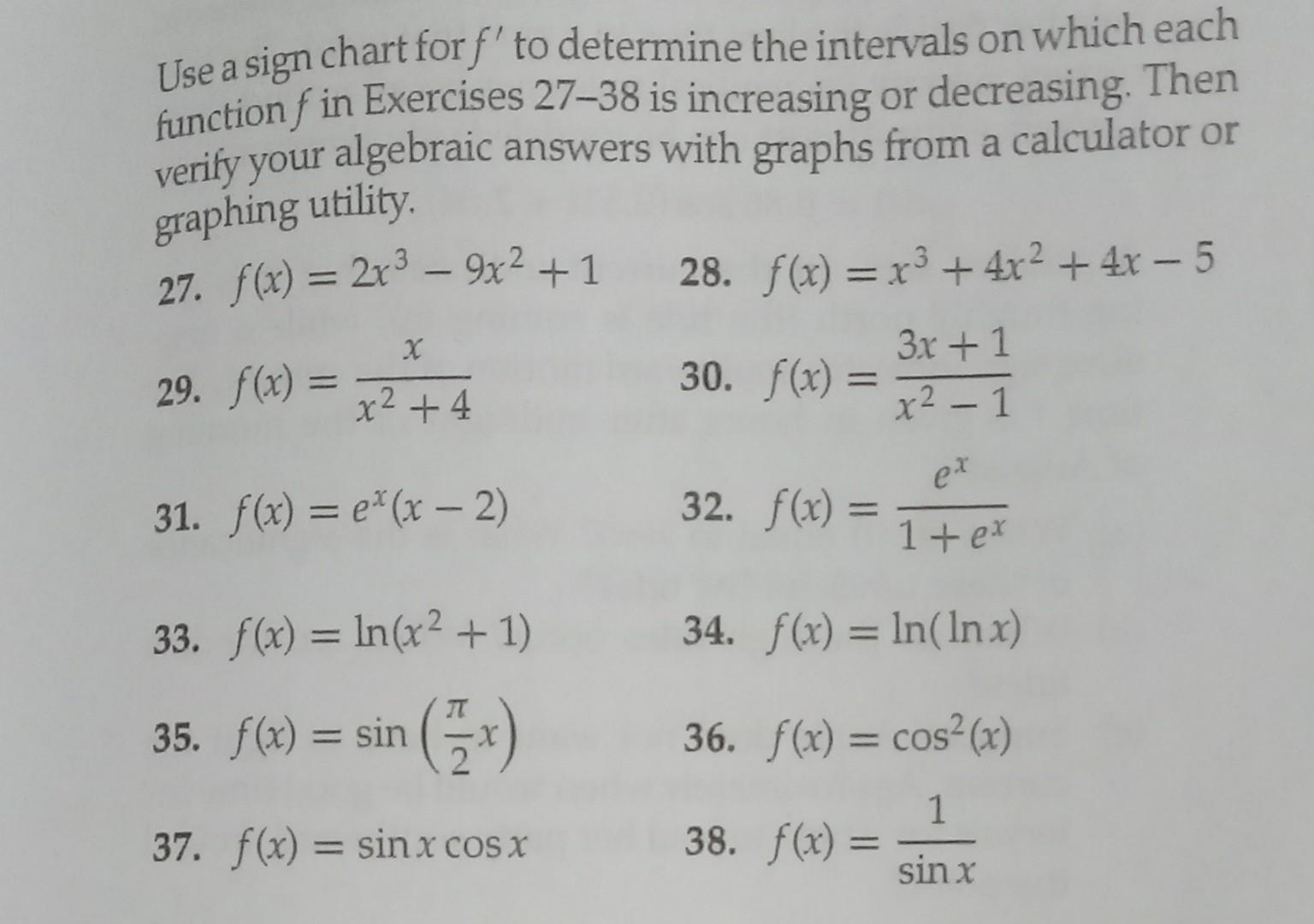 Solved Use a sign chart for f′ to determine the intervals on | Chegg.com