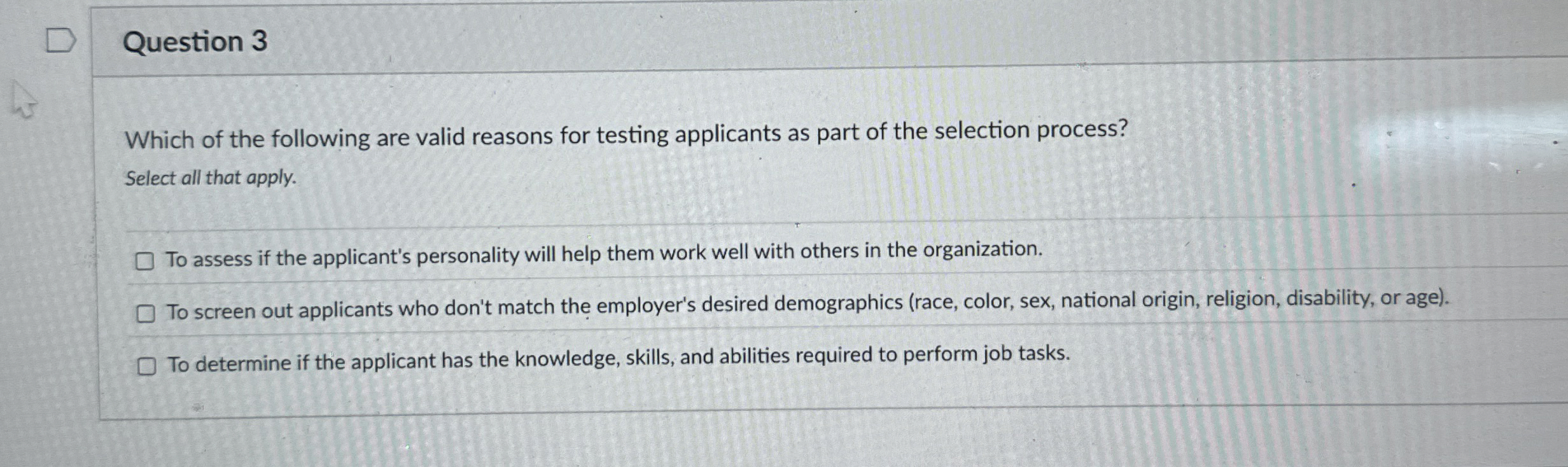 Solved Question 3Which of the following are valid reasons | Chegg.com