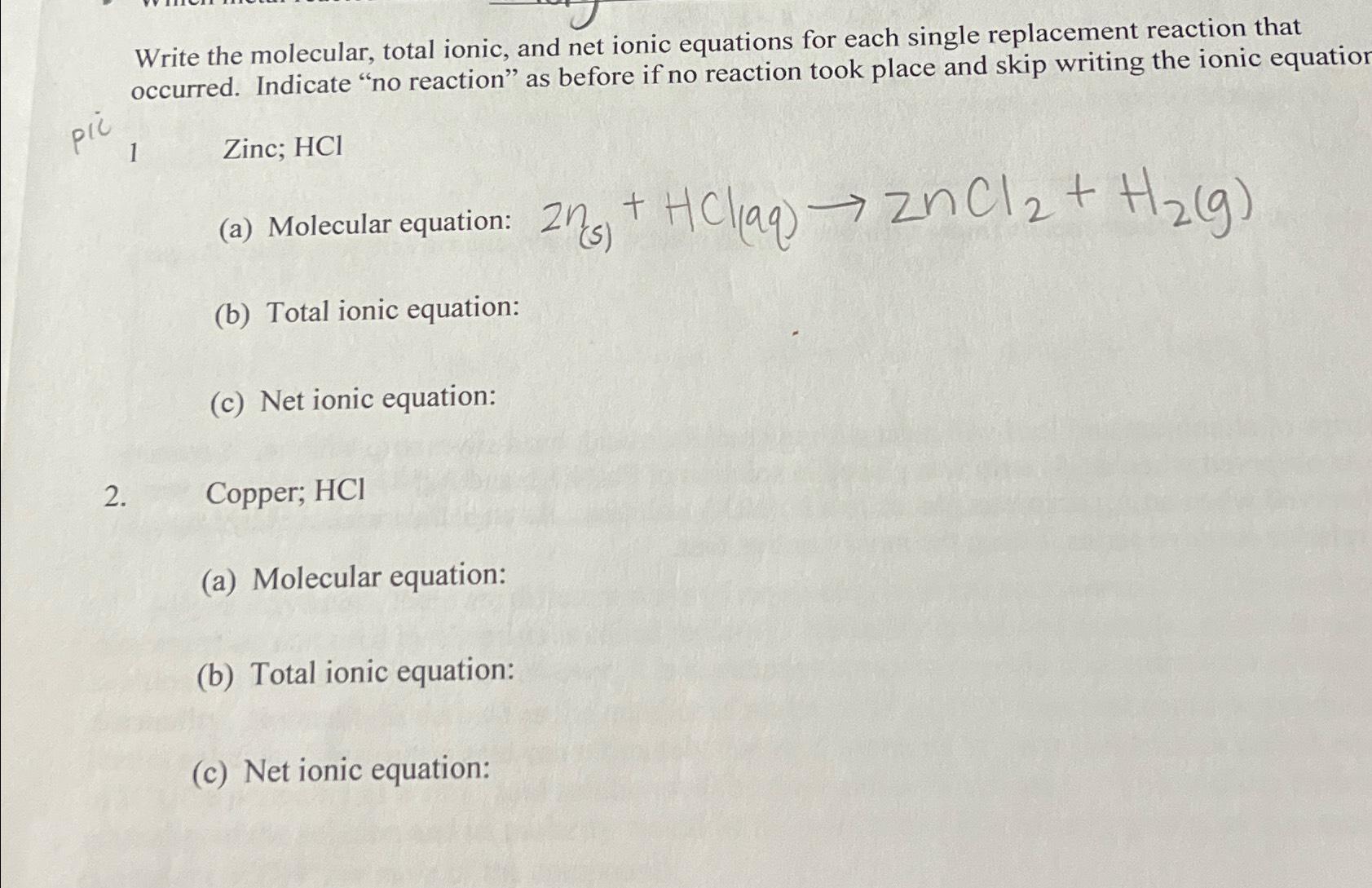 Solved Write the molecular, total ionic, and net ionic | Chegg.com