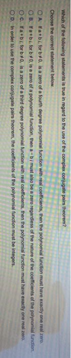 Solved Which of the following statements is true in regard | Chegg.com