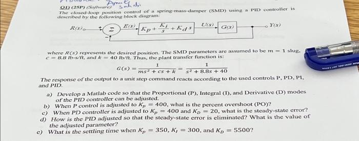 Solved Images abi OD (25P) (S) The closed-loop position | Chegg.com