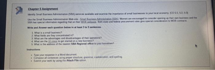Solved Chapter 5 Assignment Une the 5 mali Business | Chegg.com