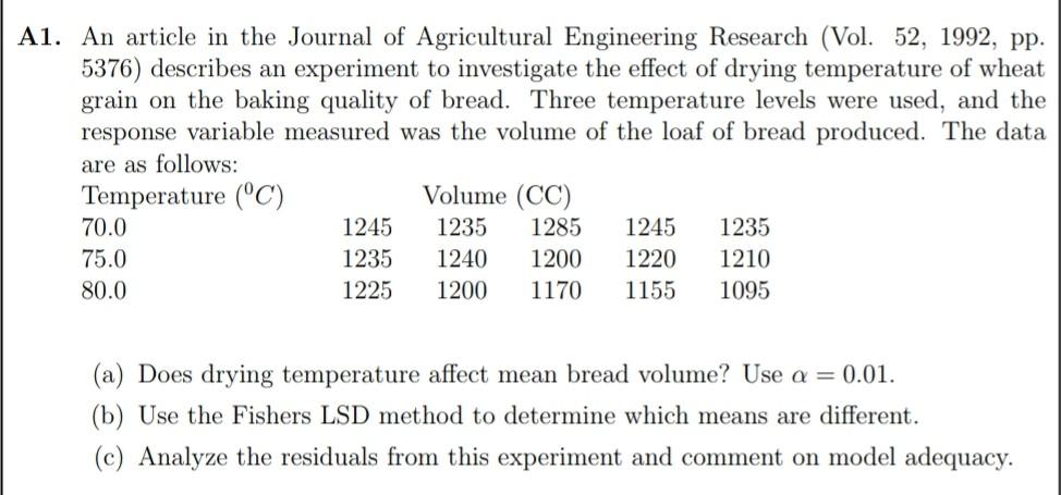 Solved (b) Use the Fishers LSD method to determine which | Chegg.com