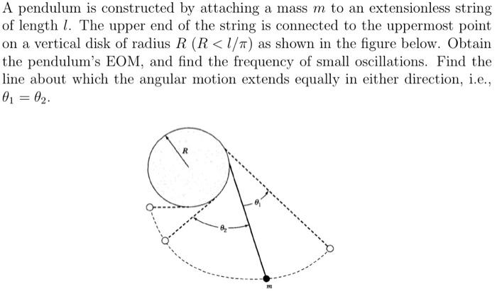 Solved A pendulum is constructed by attaching a mass m to an | Chegg.com