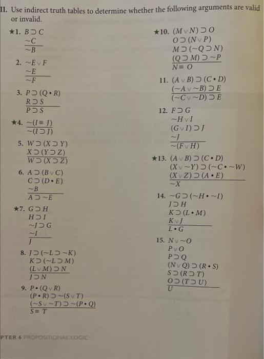 make indirect truth tables and determine of they are | Chegg.com