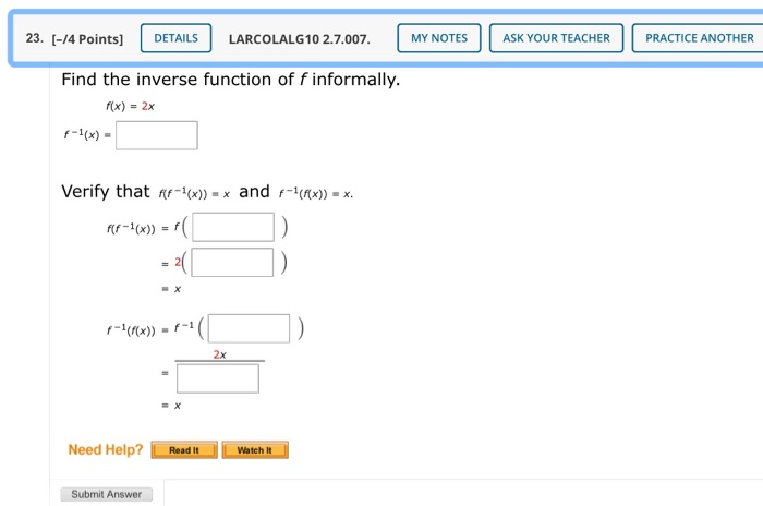 Solved 22. (-14 Points) DETAILS LARCOLALG10 2.6.030. MY | Chegg.com Solved 22. (-14 Points) DETAILS LARCOLALG10 2.6.030. MY | Chegg.com