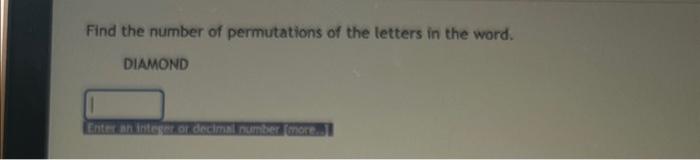 Solved Find the number of permutations of the letters in the | Chegg.com