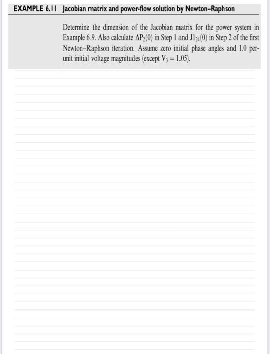 EXAMPLE 6.1I Jacobian matrix and power-flow solution | Chegg.com
