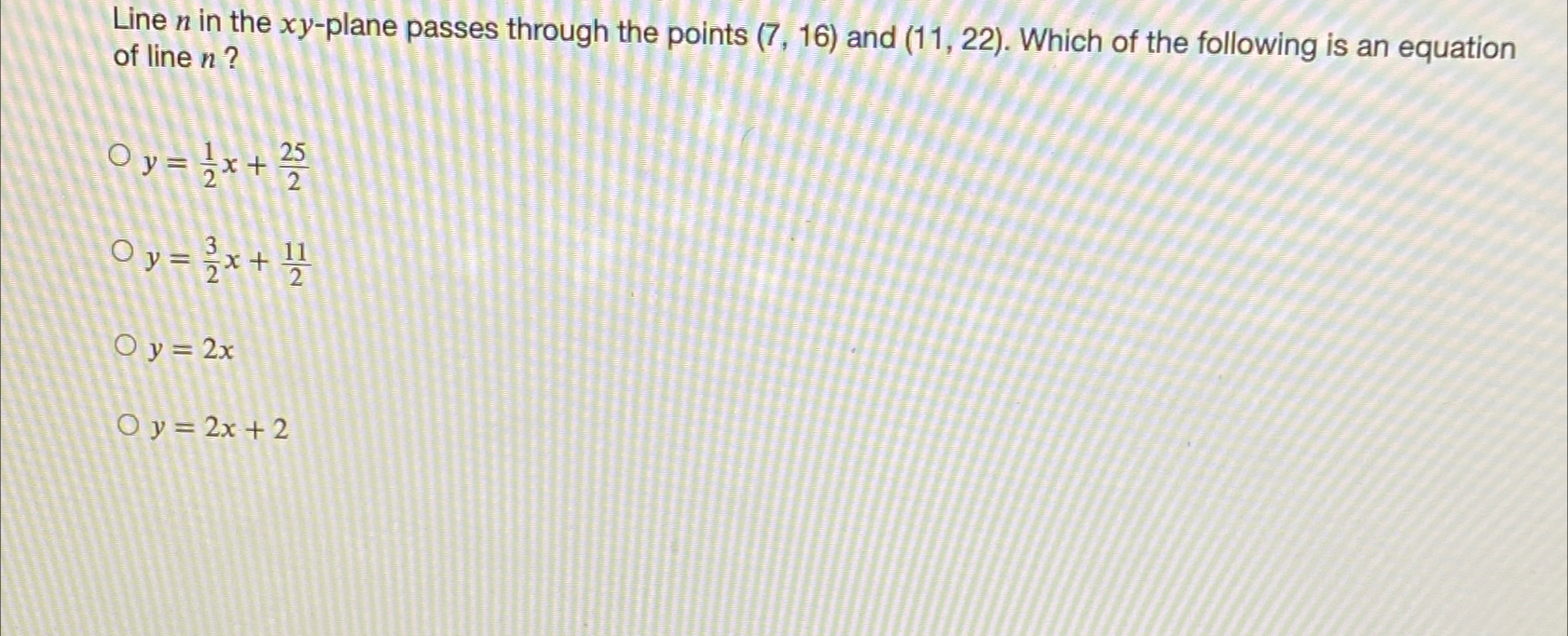Solved Line n ﻿in the xy-plane passes through the points | Chegg.com