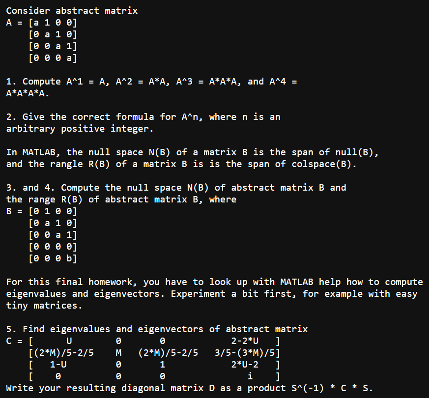 Solved Consider abstract matrix Compute | Chegg.com