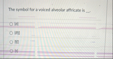 Solved The symbol for a voiced alveolar affricate is | Chegg.com