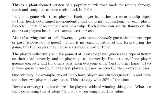 Solved This is a plant-themed version of a popular puzzle | Chegg.com