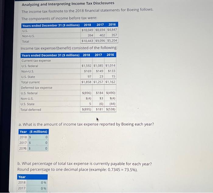 Analyzing and Interpreting Income Tax Disclosures The | Chegg.com