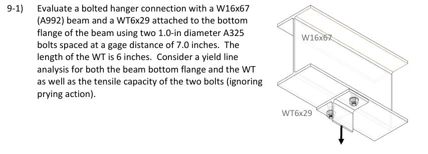 Solved 9-1) ﻿Evaluate a bolted hanger connection with a | Chegg.com