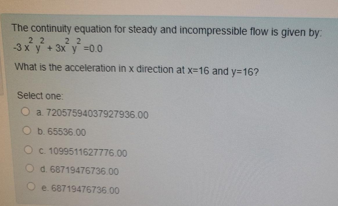 Solved The continuity equation for steady and incompressible | Chegg.com