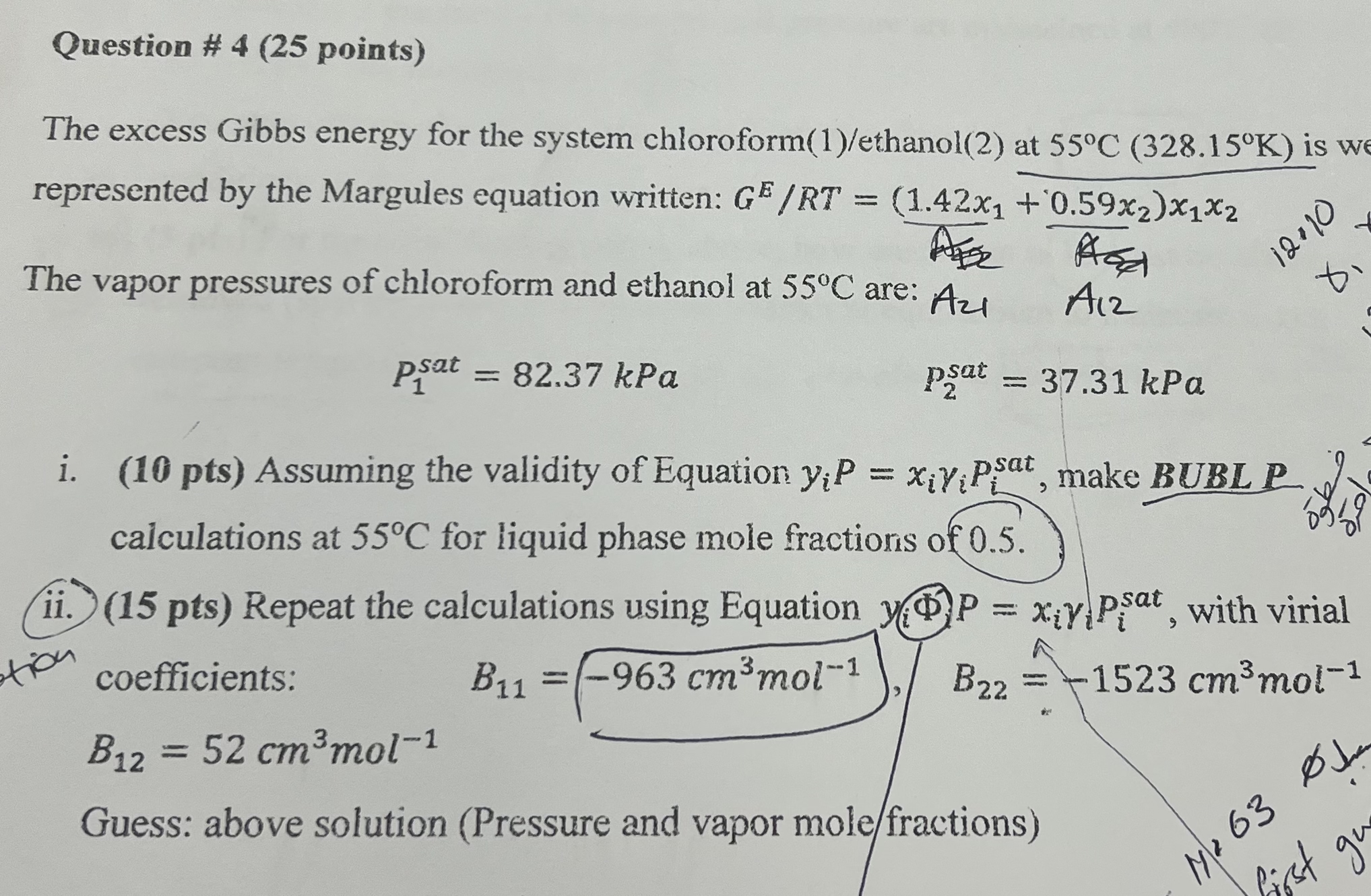 Solved Question # 4 (25 ﻿points)The excess Gibbs energy for | Chegg.com