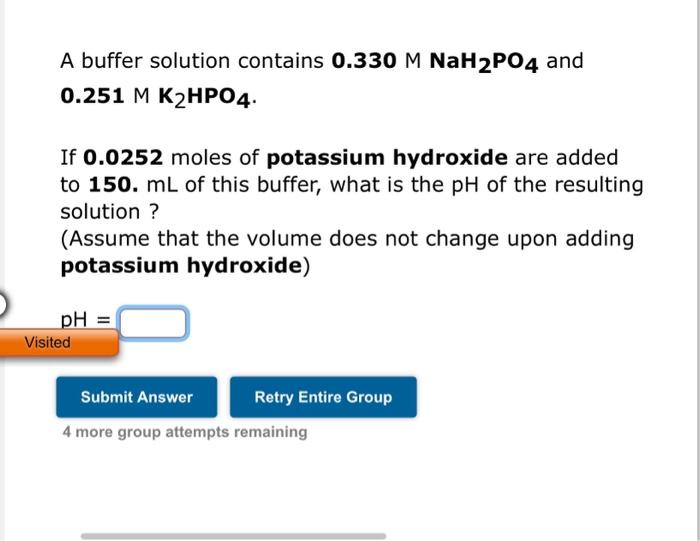 Solved A buffer solution contains 0.330MNaH22PO4 and | Chegg.com