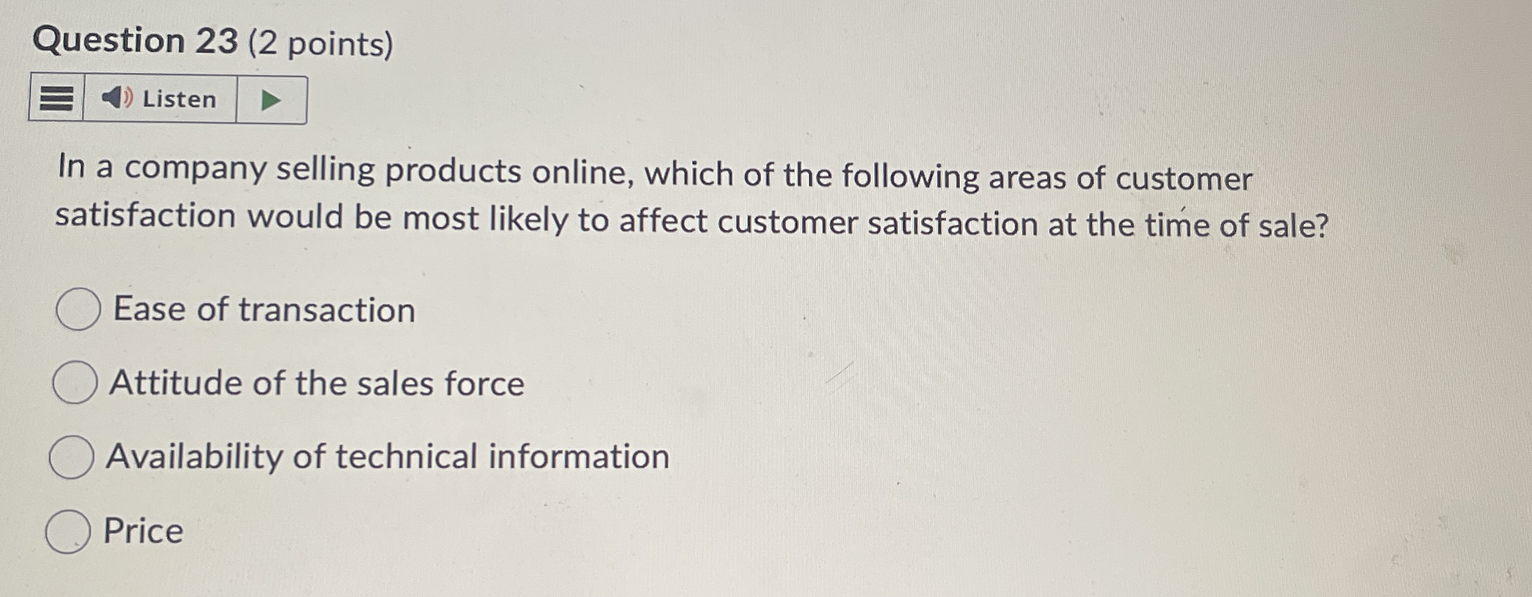 Solved Question 23 (2 ﻿points)In a company selling products | Chegg.com