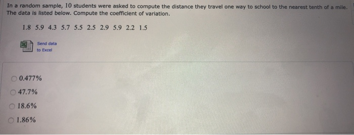 Solved In a random sample, 10 students were asked to compute | Chegg.com