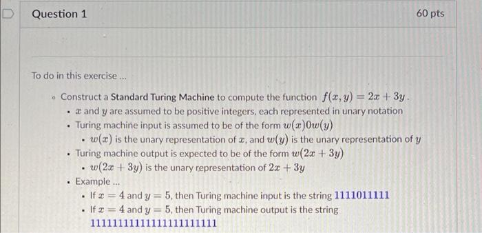 Solved D Question 1 60 pts To do in this exercise... • | Chegg.com
