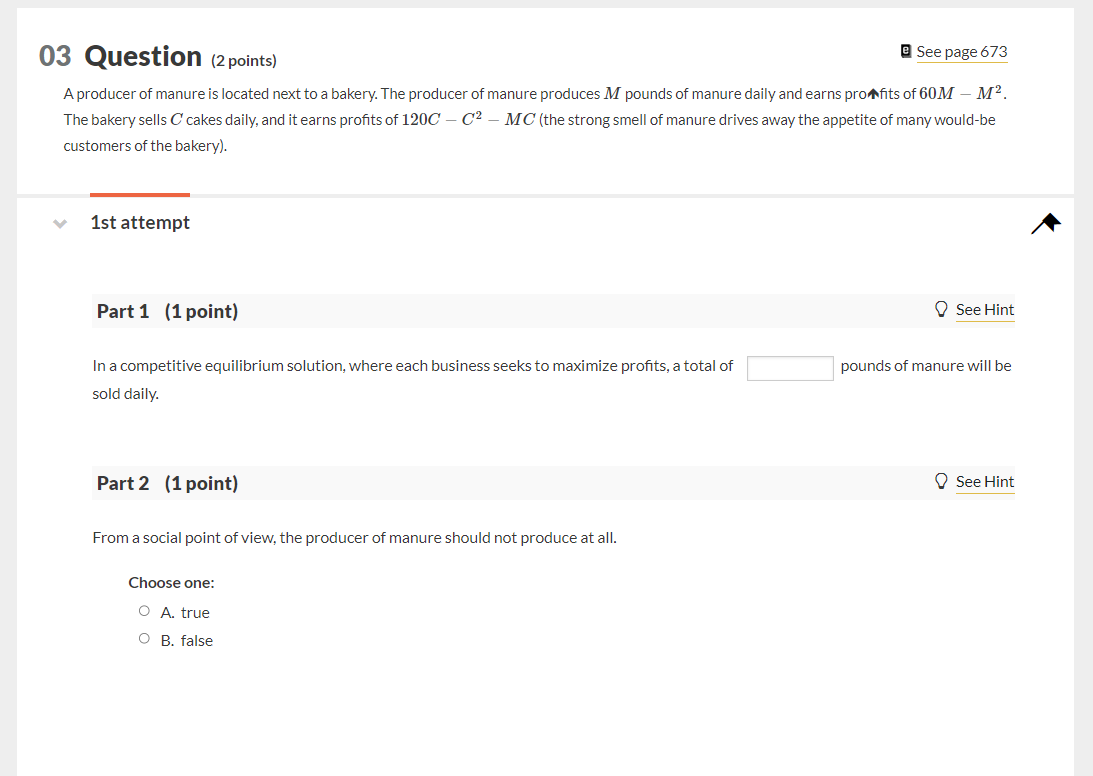 Solved 03 ﻿Question (2 ﻿points)A producer of manure is | Chegg.com