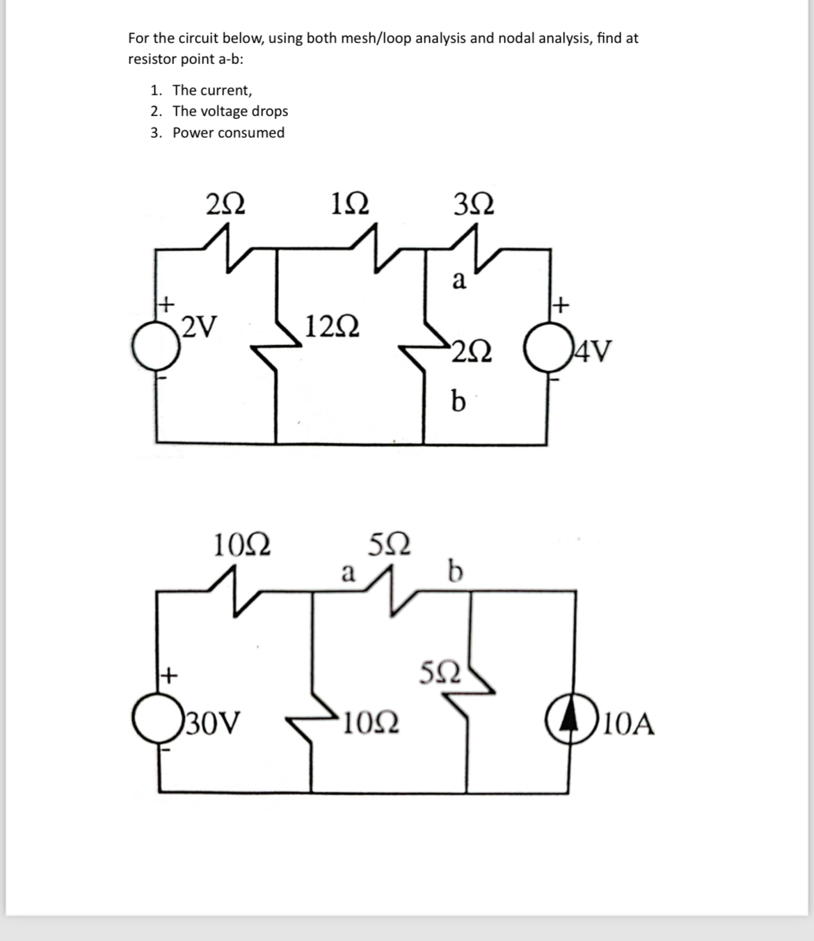 Solved by an EXPERT For the circuit below, using both mesh/loop analysis | Chegg.com
