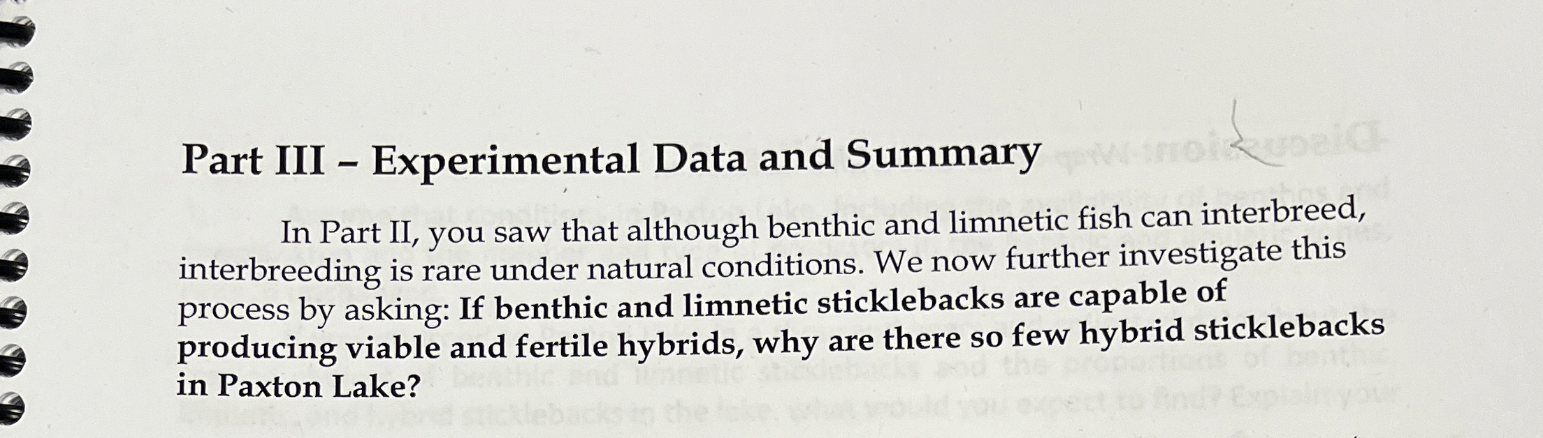 Solved Part III - ﻿Experimental Data and SummaryIn Part II, | Chegg.com