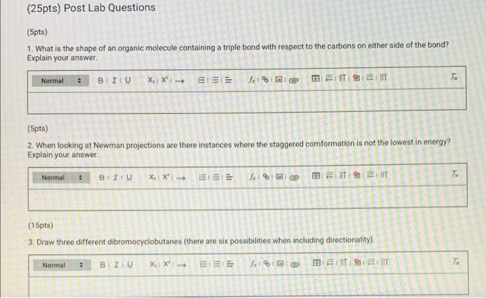 Solved (25pts) Post Lab Questions (5pts) 1. What is the | Chegg.com
