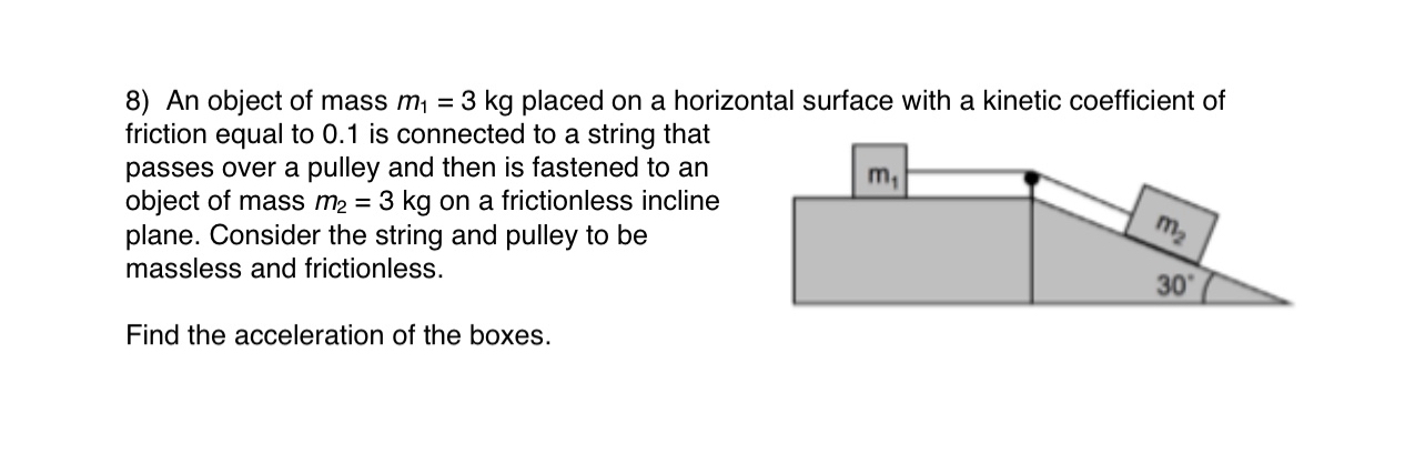 Solved An object of mass m1=3kg ﻿placed on a horizontal | Chegg.com