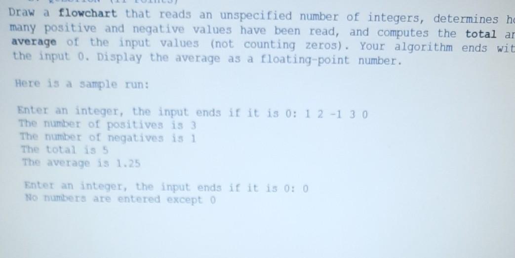 Solved Draw a flowchart that reads an unspecified number of | Chegg.com