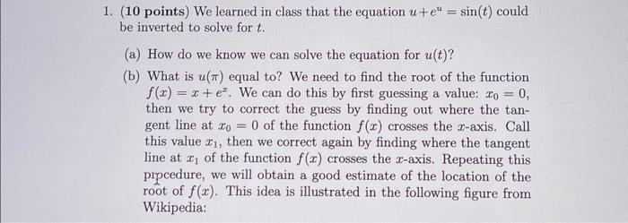 Solved 1. (10 points) We learned in class that the equation | Chegg.com