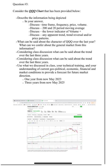 Question #3: Consider the QQQ Chart that has been | Chegg.com
