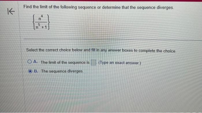 Solved Find the limit of the following sequence or determine | Chegg.com