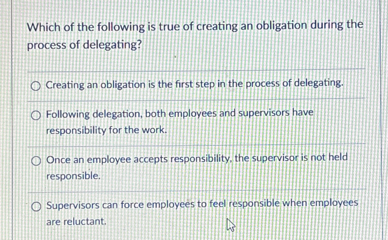 Solved Which of the following is true of creating an | Chegg.com