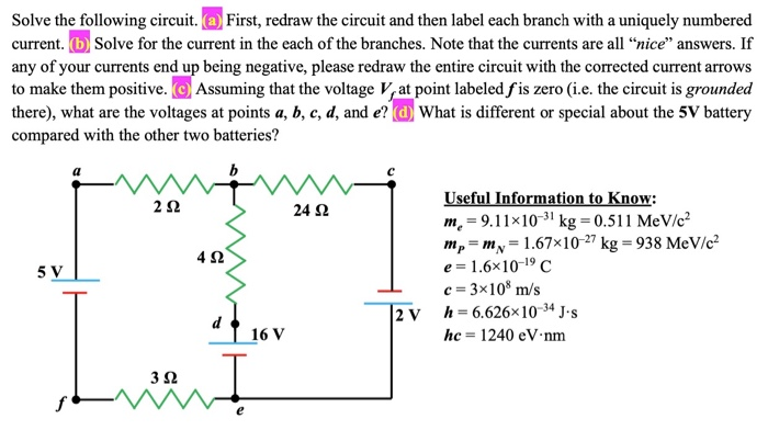 Solved Solve the following circuit. a) First, redraw the | Chegg.com